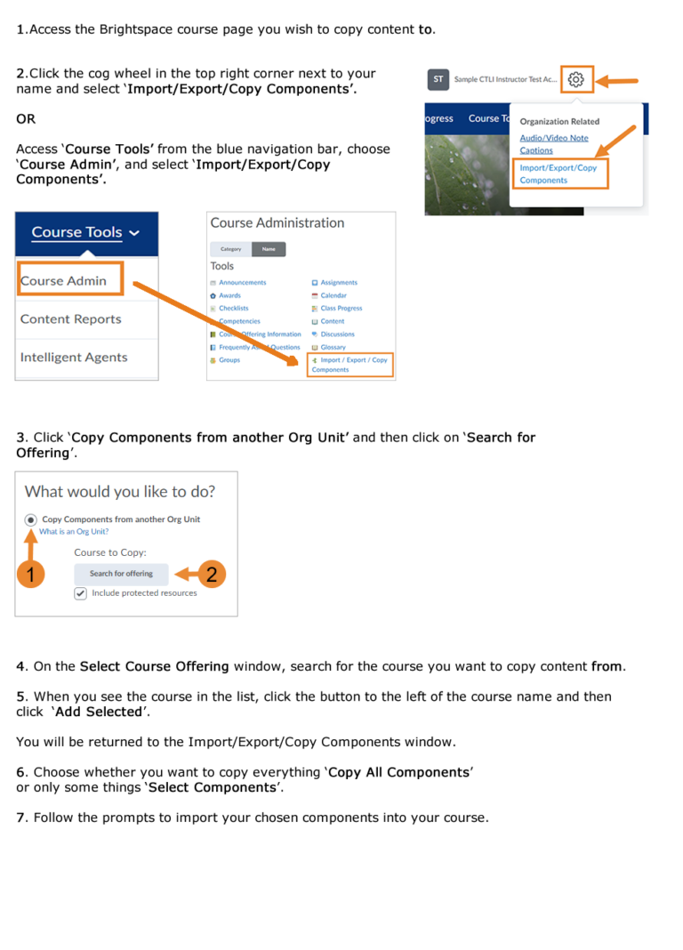 Copy Content Between Brightspace Courses – Teach Anywhere